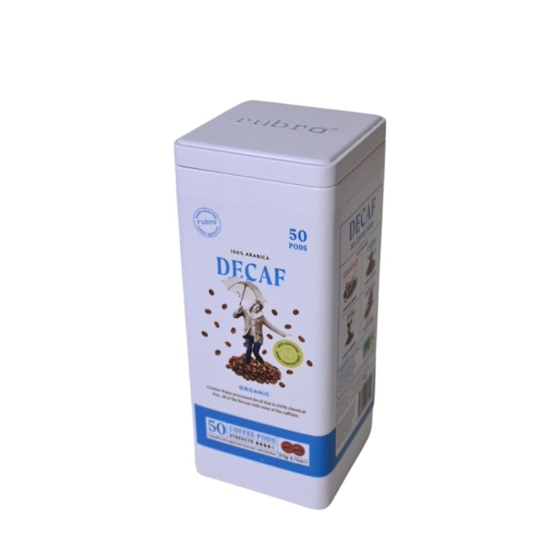 Decaf Pods in tin 50's– Rubra Coffee